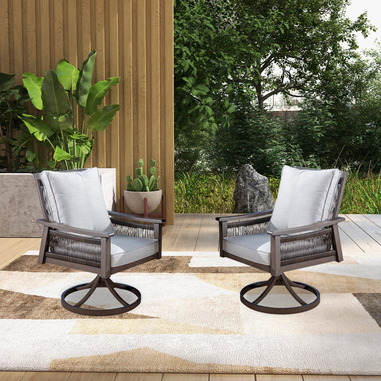 Beachcrest Home Andreana Metal Outdoor Dining Chair Set of 2 Wayfair
